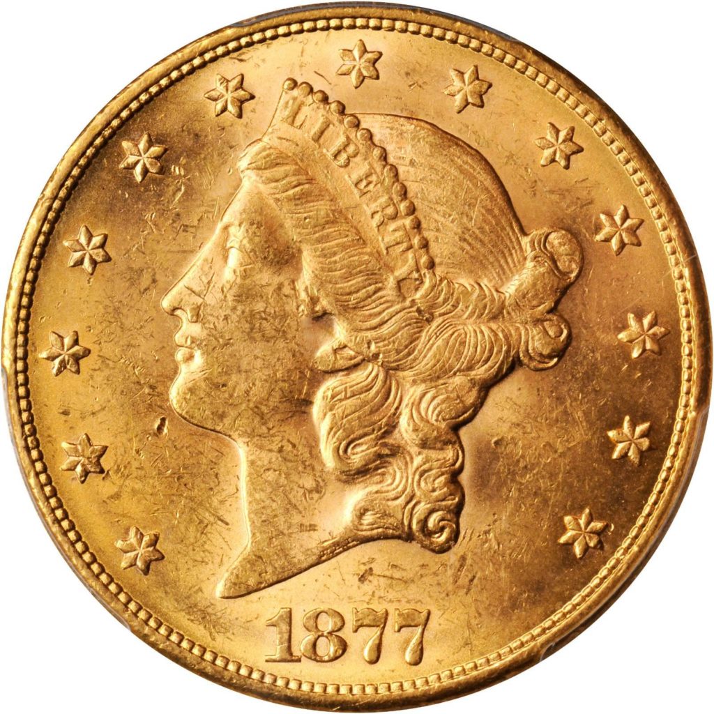 Value of 1877 $20 Liberty Double Eagle | Sell Rare Coins