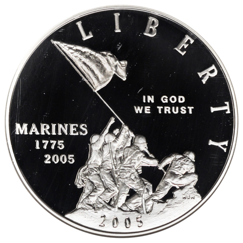 Value of 2005 $1 Marine Corps Silver Coin | Sell Coins